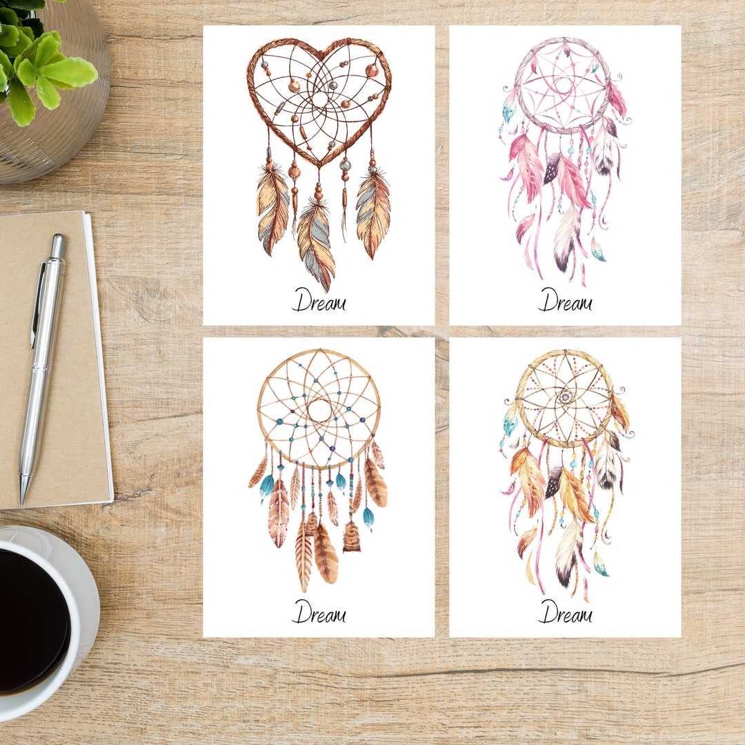 Dream Catcher Postcard Set | 4 Postcards | 130 Thick Cardstock - Etsy
