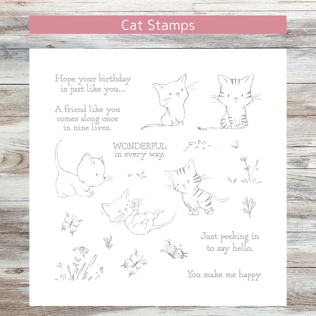 Cute Cats Acrylic Stamp Set - Stamping Block Not Included - Set ...
