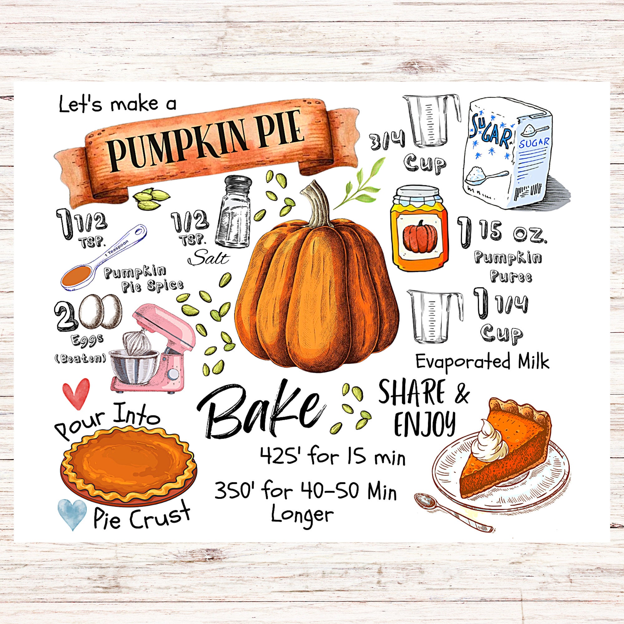Pumpkin Pie Recipe Card