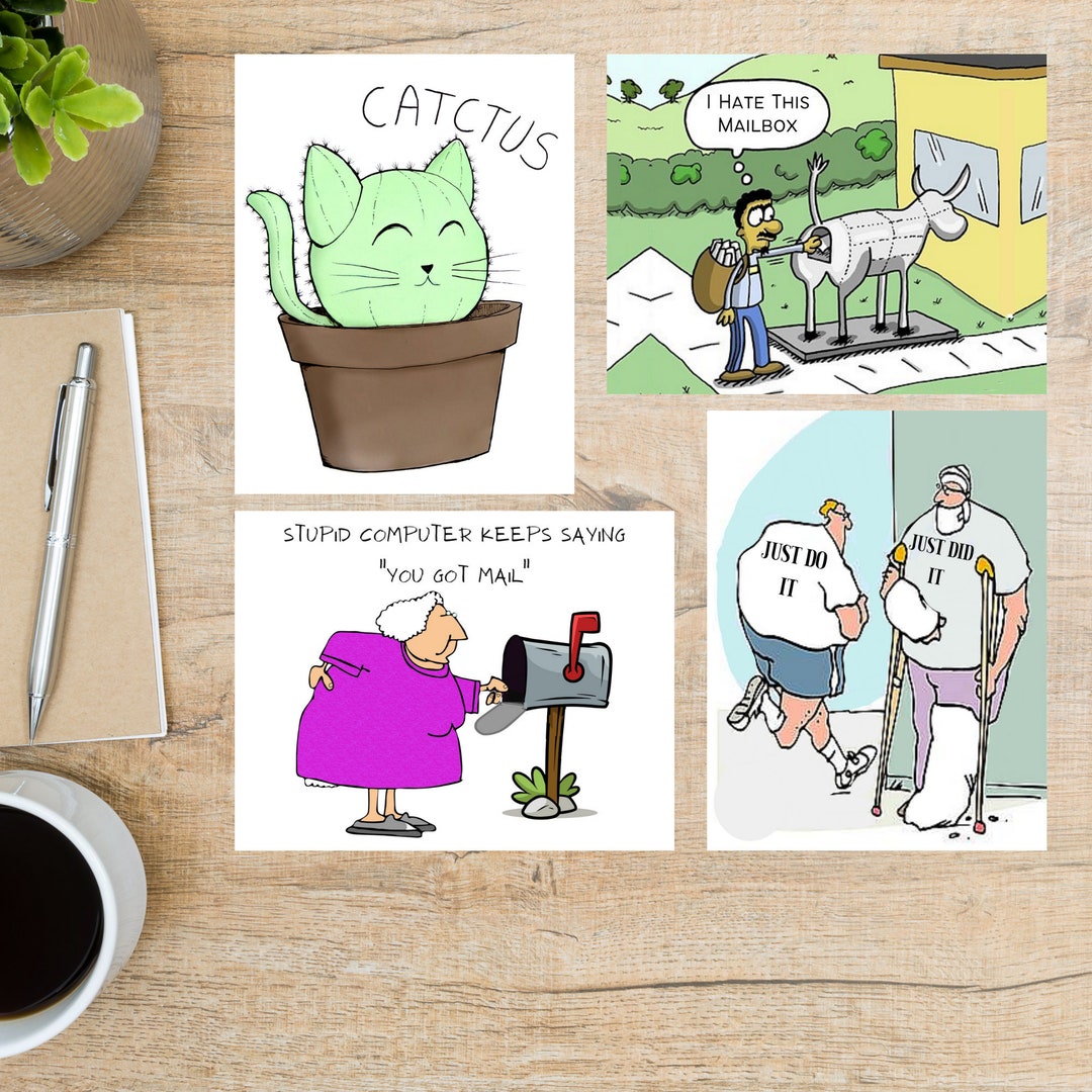 Cartoon Mix Postcard Set | 4 Postcards | 130 Thick Cardstock Send to ...