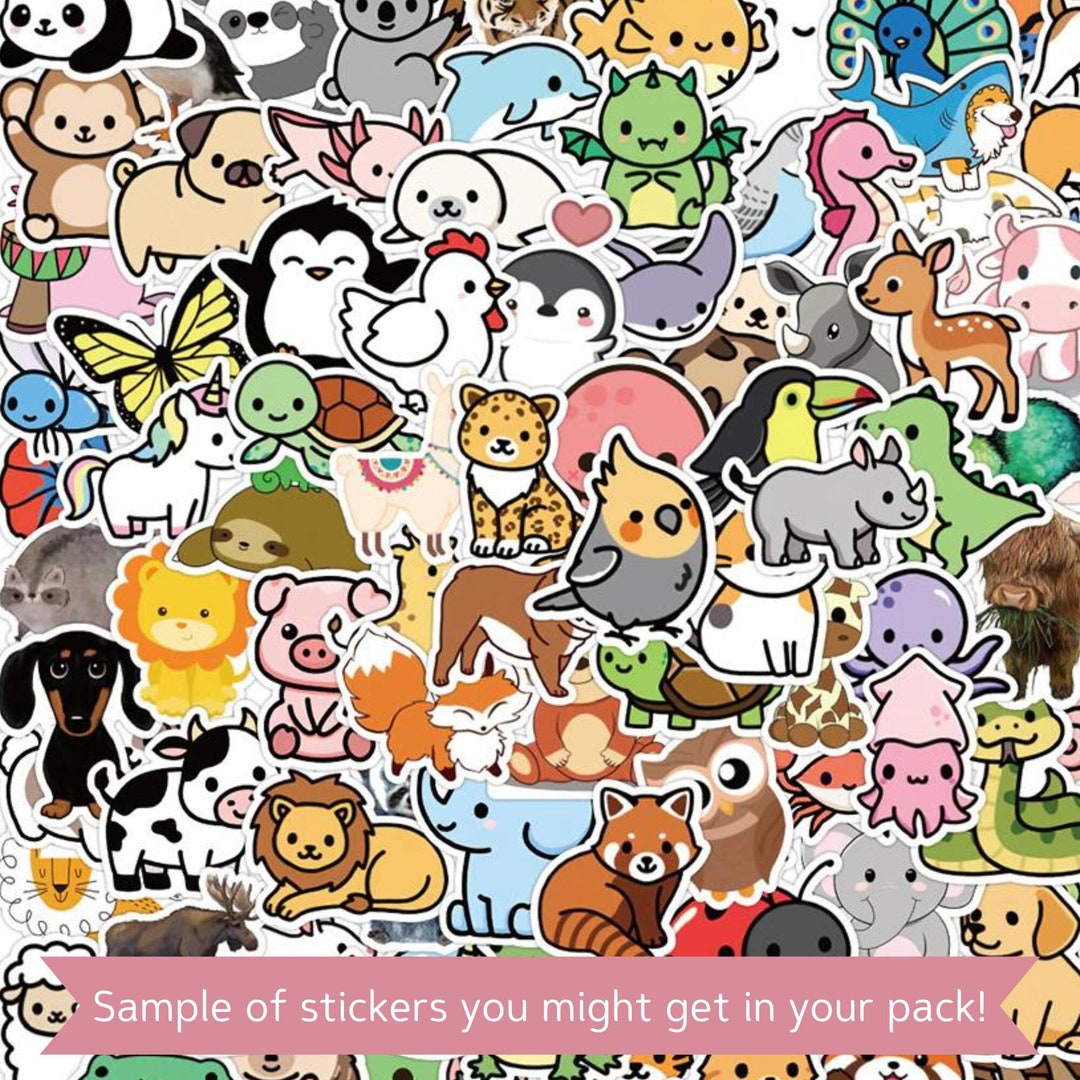 Animals Random Sticker Pack! 5 Die Cut Stickers Randomly Chosen to Fit ...