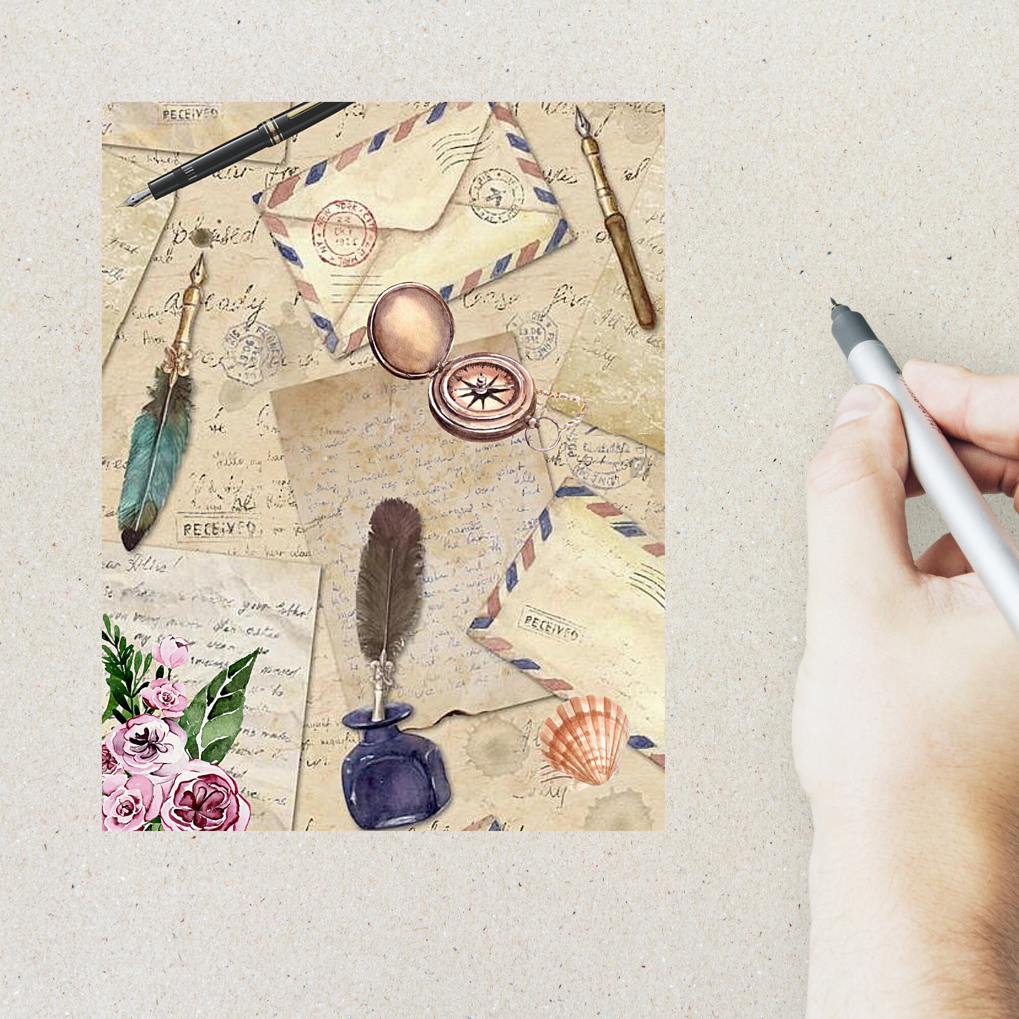 Vintage Mail Ephemera Postcard Set 4 Postcards 130 Thick | Etsy