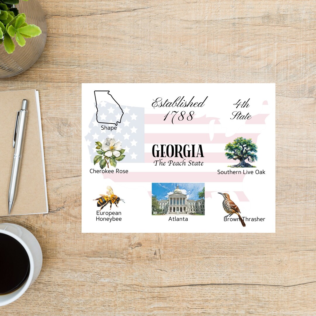 Georgia Themes and Landmarks Postcard | 1 Postcard or Notecard | Thick ...