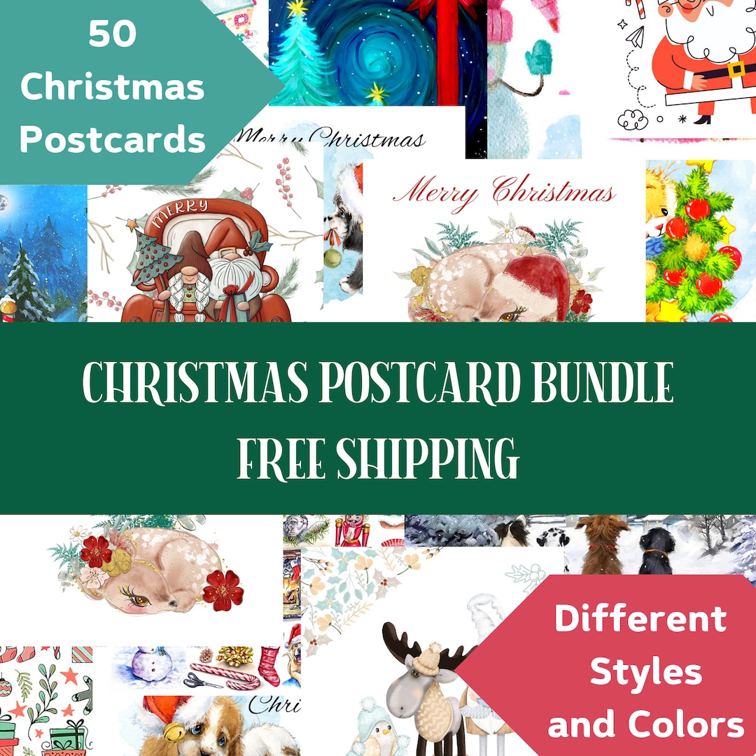 Christmas Postcard Bundle 50 Christmas Themed Postcards Random ...
