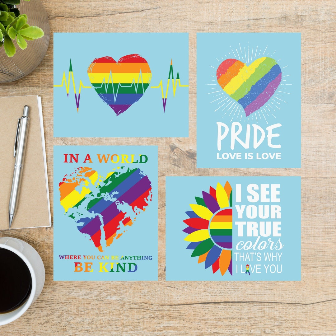 Pride Messages Lgbtq Postcard Set 4 Postcards 130 Thick Cardstock For