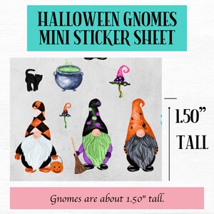 Halloween Gnomes Mini Sticker Sheet - Sheet Measures 3.25" X 4.50 ...