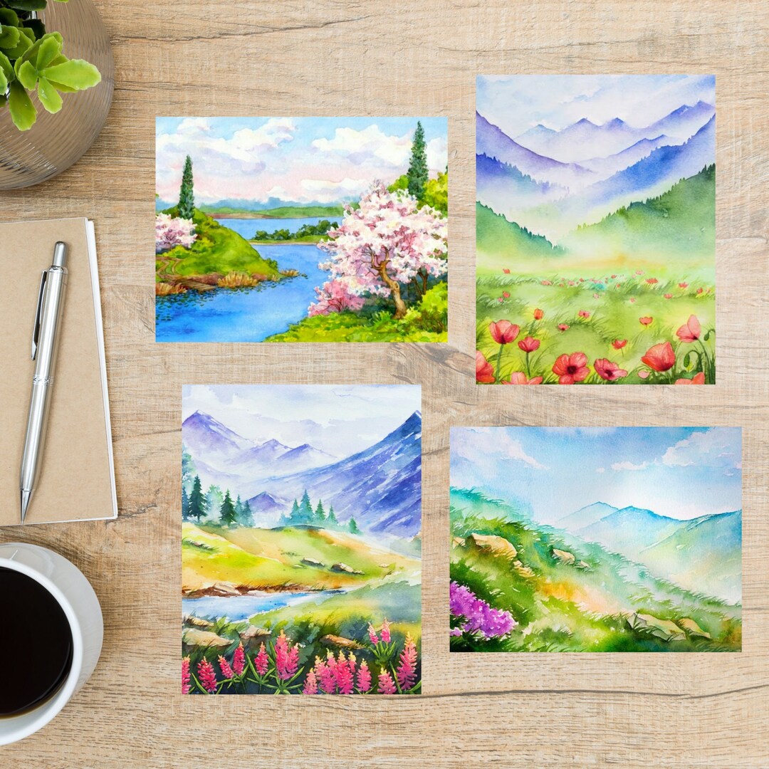 Spring Landscapes 2 Postcard Set | 4 Postcards | 130 Thick Cardstock ...