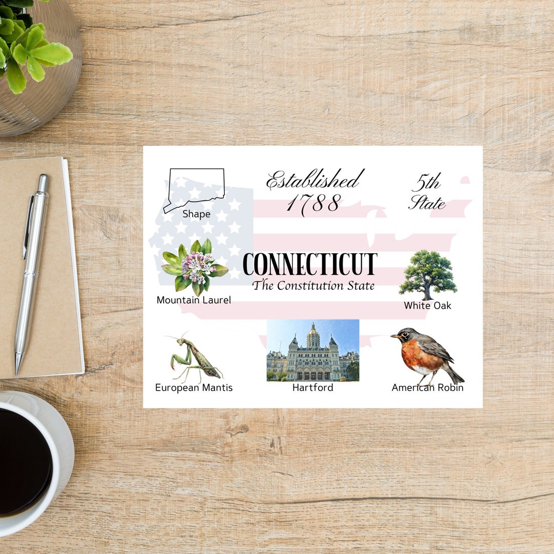 Connecticut Themes and Landmarks Postcard | 1 Postcard or Notecard ...