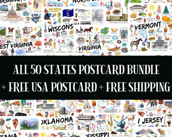 50 States Postcard - Etsy