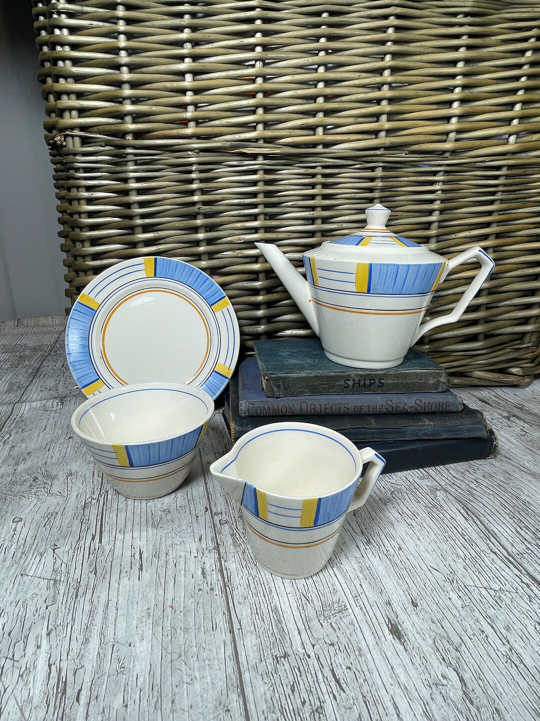 Vintage Art Deco Style Tea Set / Teapot / Coffee Pot / Sugar Bow / Milk ...