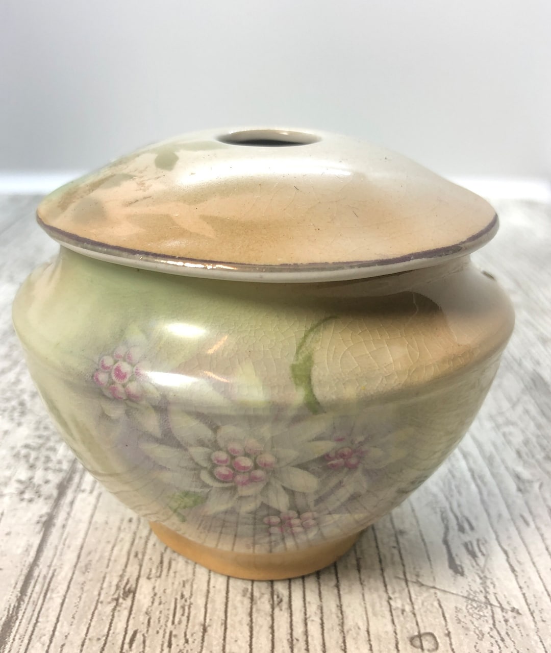 Vintage Lidded Pot Pourri Jar Plate Floral Royal Staffordshire Pottery ...