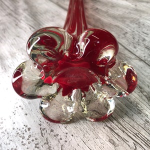 Vintage Tall Red and Clear Glass Vase Twisted Glass Bud Vase Original ...