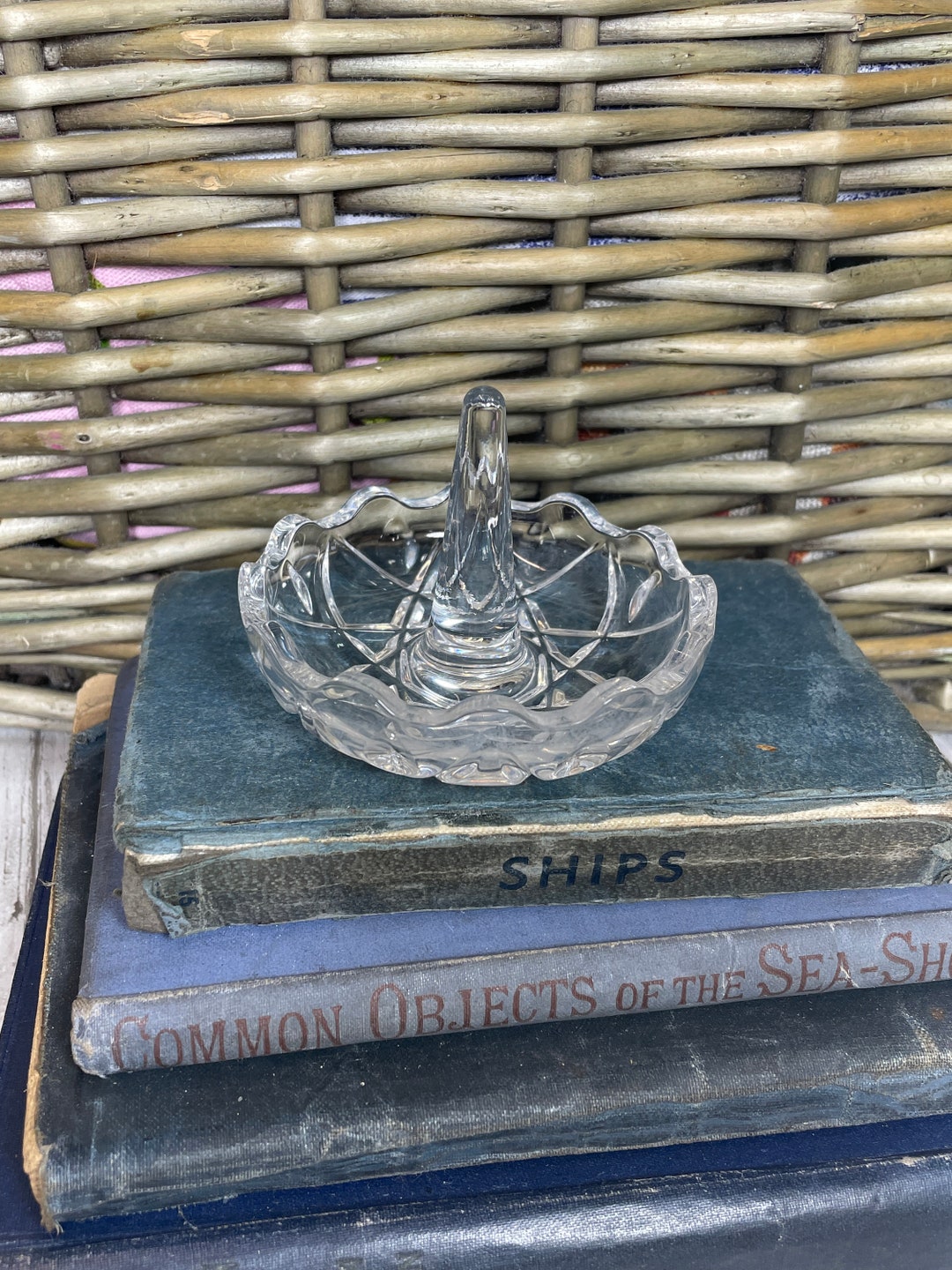 Vintage Clear Cut Glass Ring Holder Storage Trinket Retro Original - Etsy