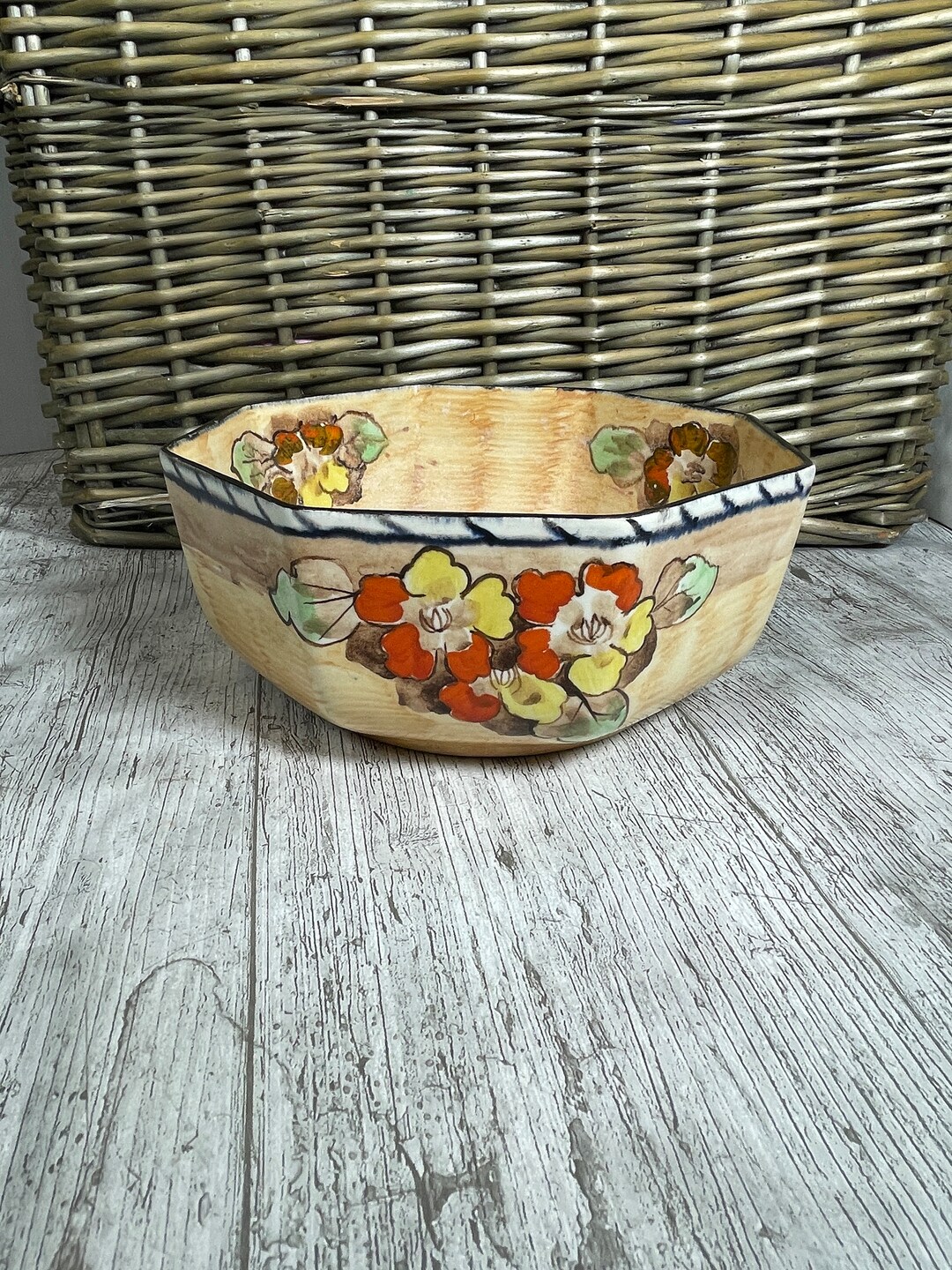 Vintage Art Deco H & K Tunstall Octagonal Bowl Fruit or Display Flower ...