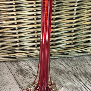 Vintage Tall Red and Clear Glass Vase Twisted Glass Bud Vase Original ...