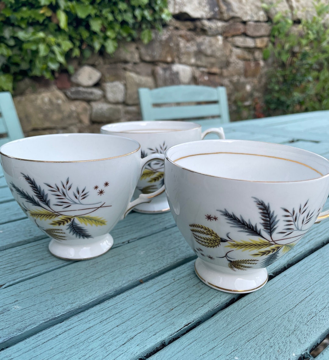 Vintage Set of 3 Colclough Bone China Tea Cups Stardust Design - Etsy