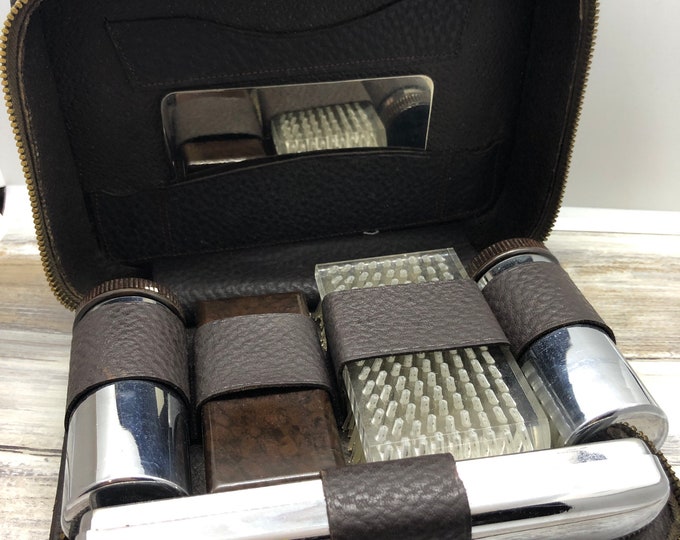 Vintage Mens Travel Gentleman’s Grooming Kit Set in Box Case - Mirror ...