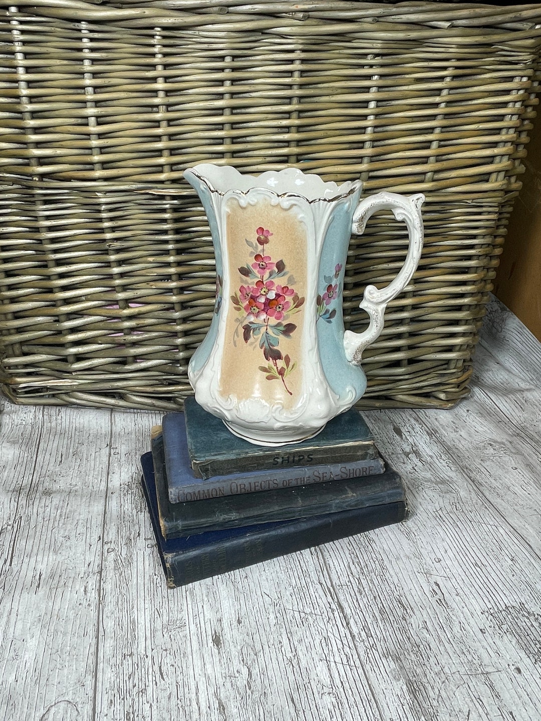 Large Vintage Jug Urn Pitcher C. W. S. Hand Painted Design - Etsy