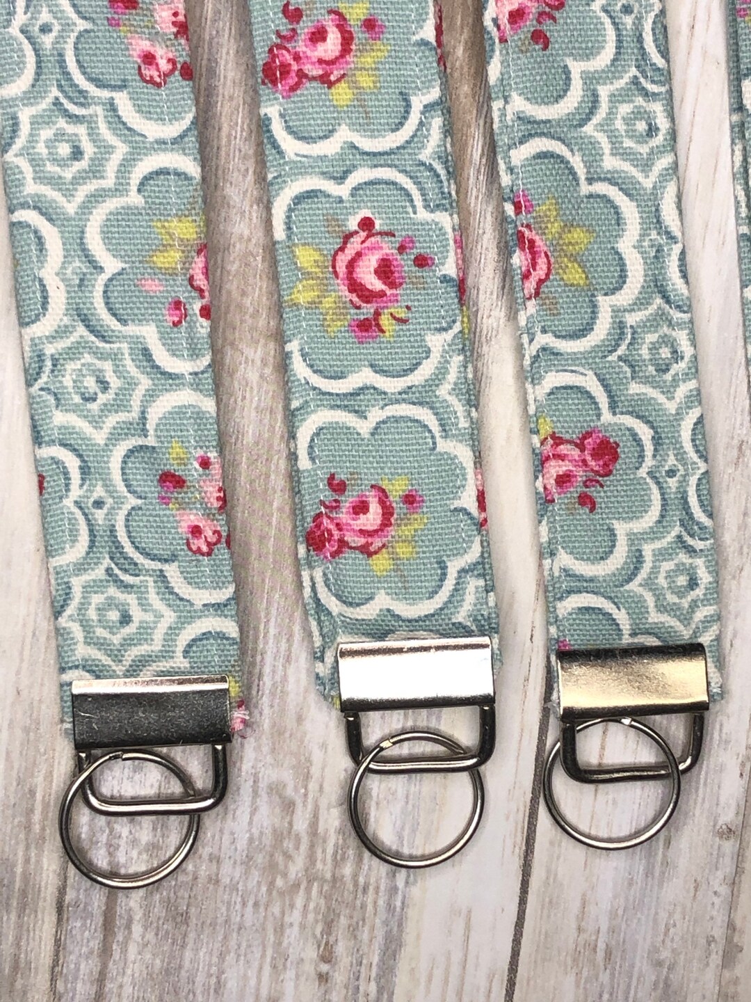 Keyring Strap, Keychain Wristlet, Handmade Fabric Keyring Turquoise ...