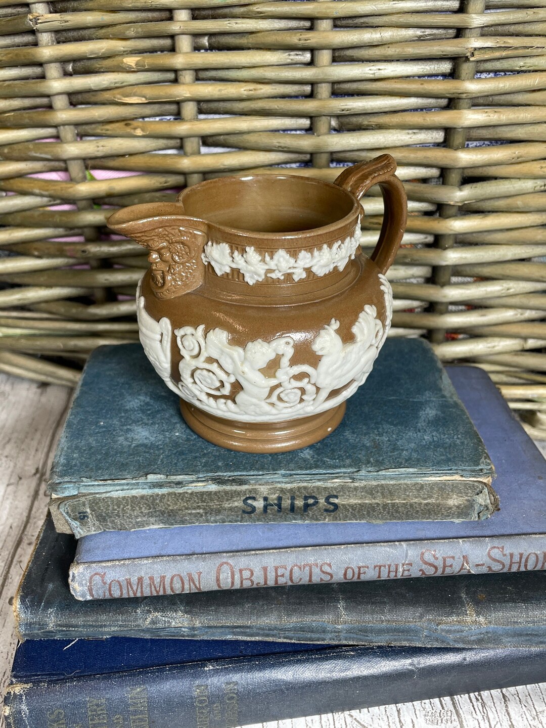 Vintage Cauldron Place Works Griffin and Cherub Pottery Jug 1820s Brown ...