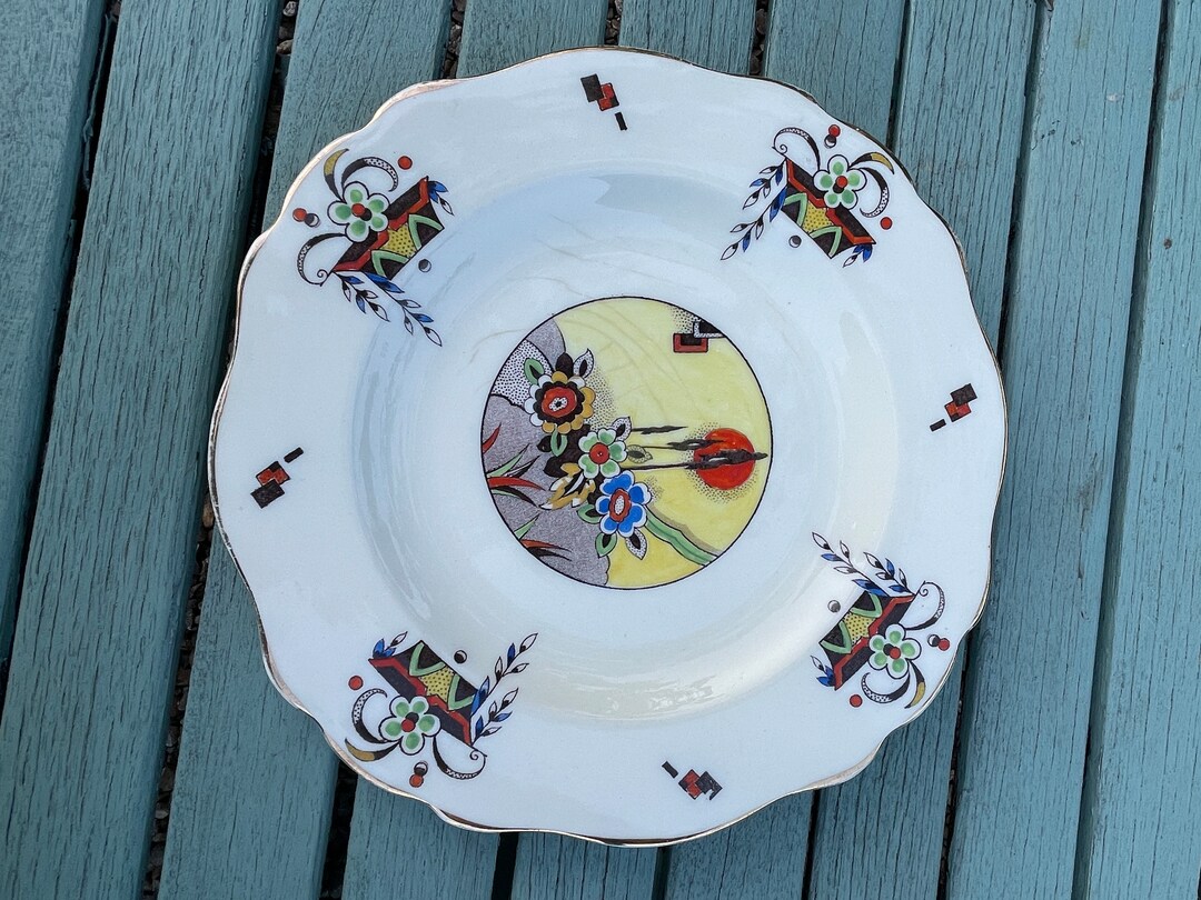 Vintage Art Deco Style Plate Floral Pattern - Etsy