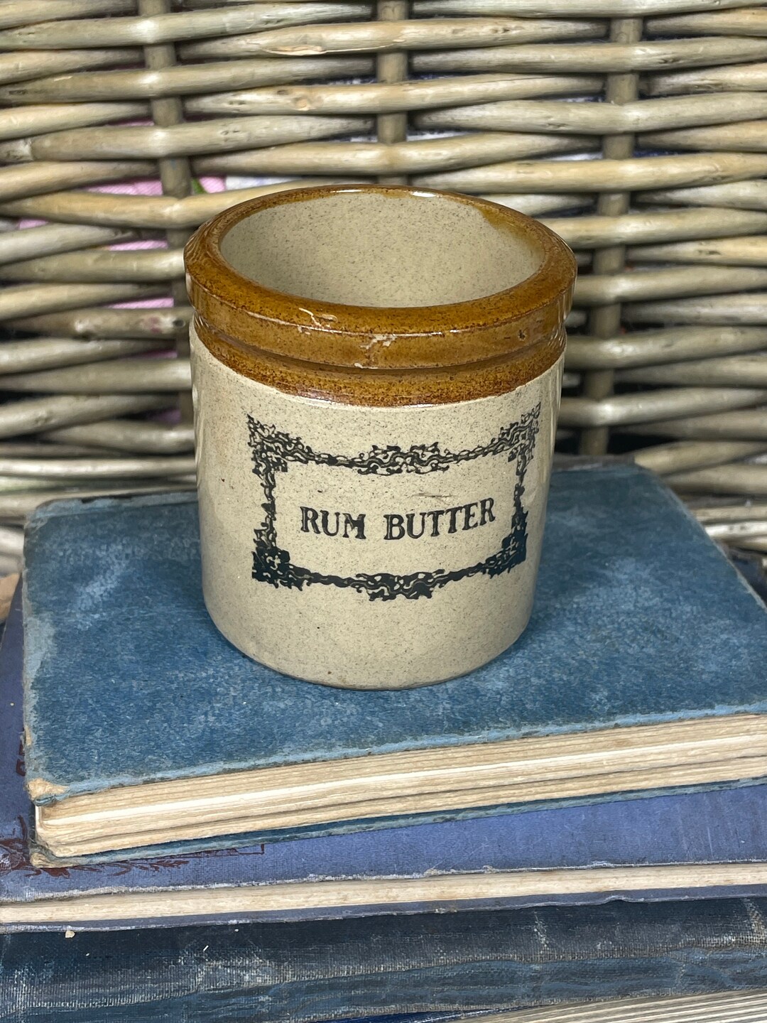 Vintage Rum Butter Pot Stoneware Rustic Brown Kitchen Canister Jar ...