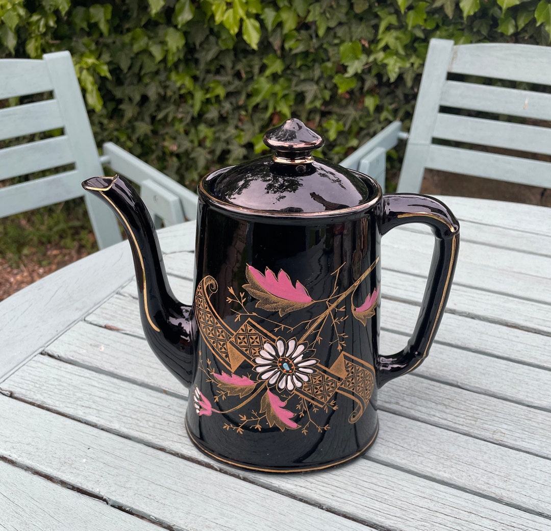 Vintage Aestheticism Movement Teapot/ Coffee Pot Black With Gold ...