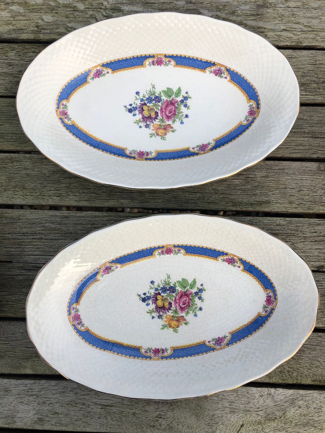 Vintage Furnivals 1913 England Decorative Oval Plates Floral Design ...