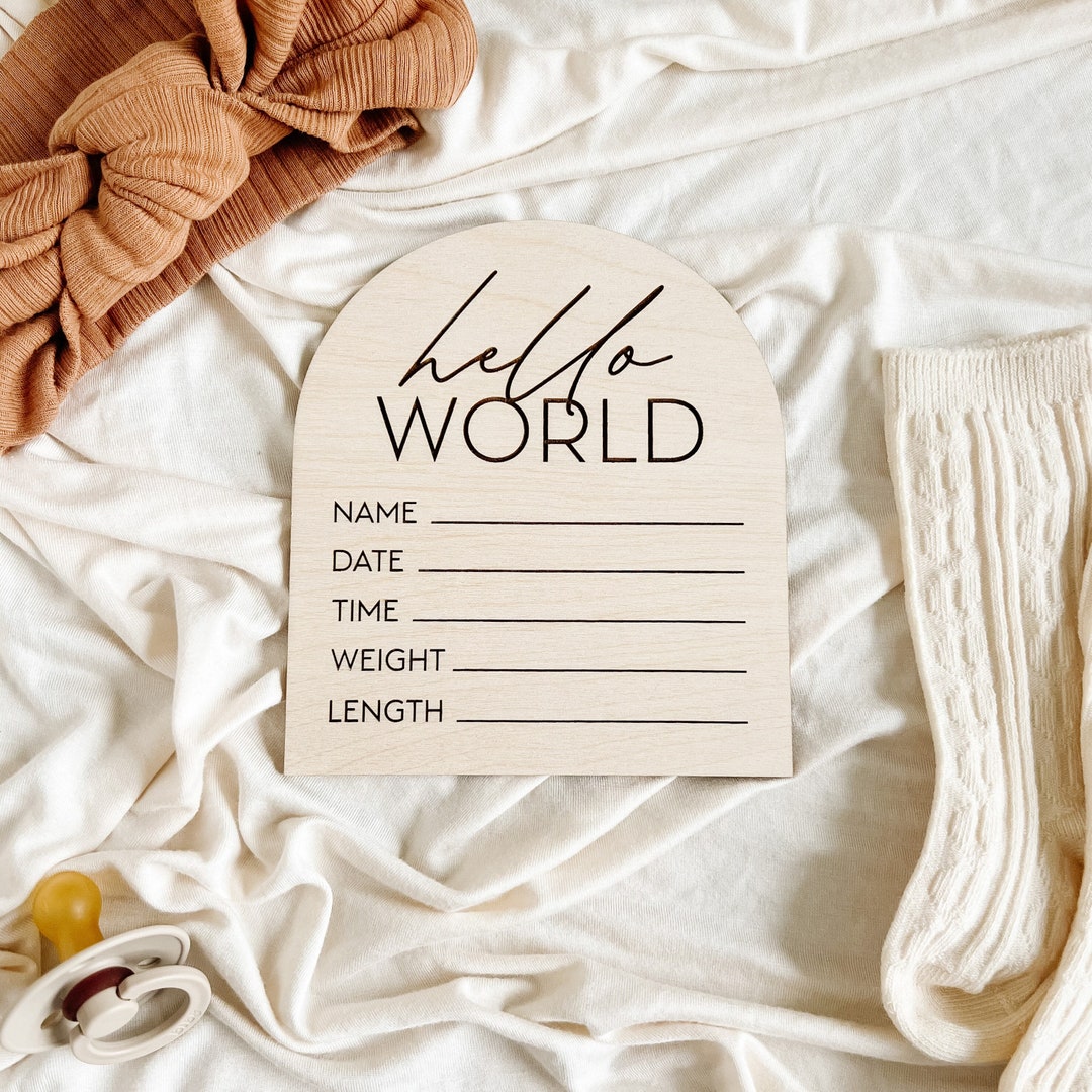 Hello World Baby Announcement Sign | Newborn Birth Stat Sign | Modern ...