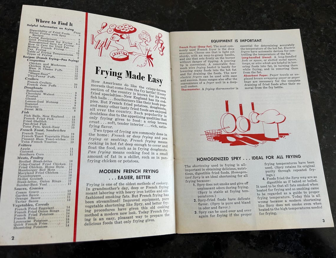 Vintage Frying Made Easy Spry Shortening Paperback Booklet Tips and ...