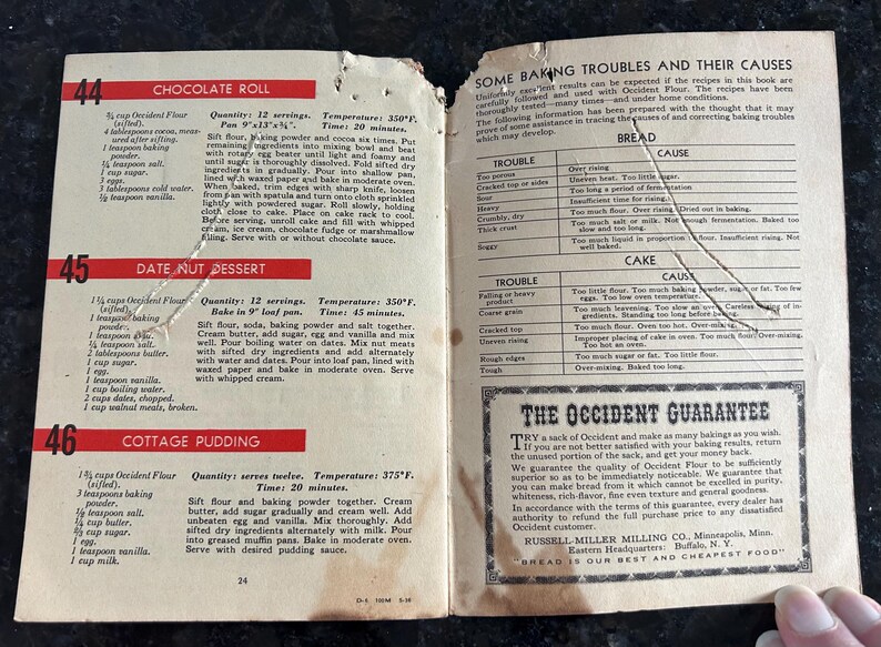 1936 Occident Flour Tested Recipes Paperback Cookbook - Etsy