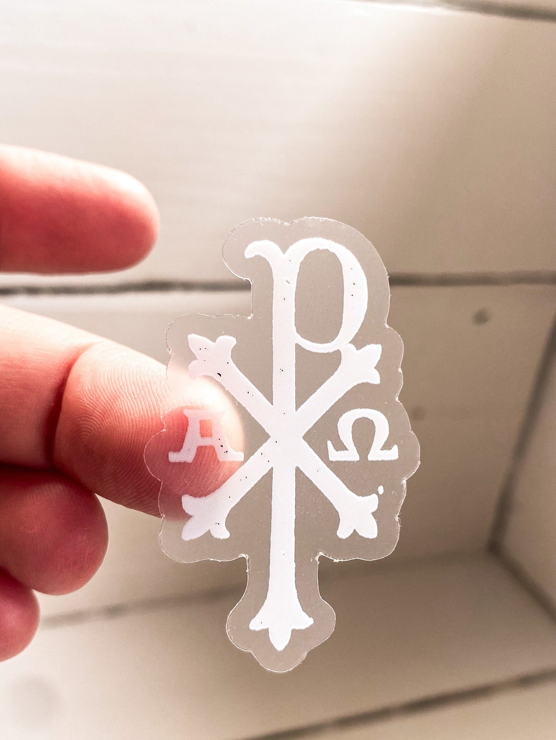 2 Inch White and Clear Background Chi Rho Catholic Sticker Christian ...