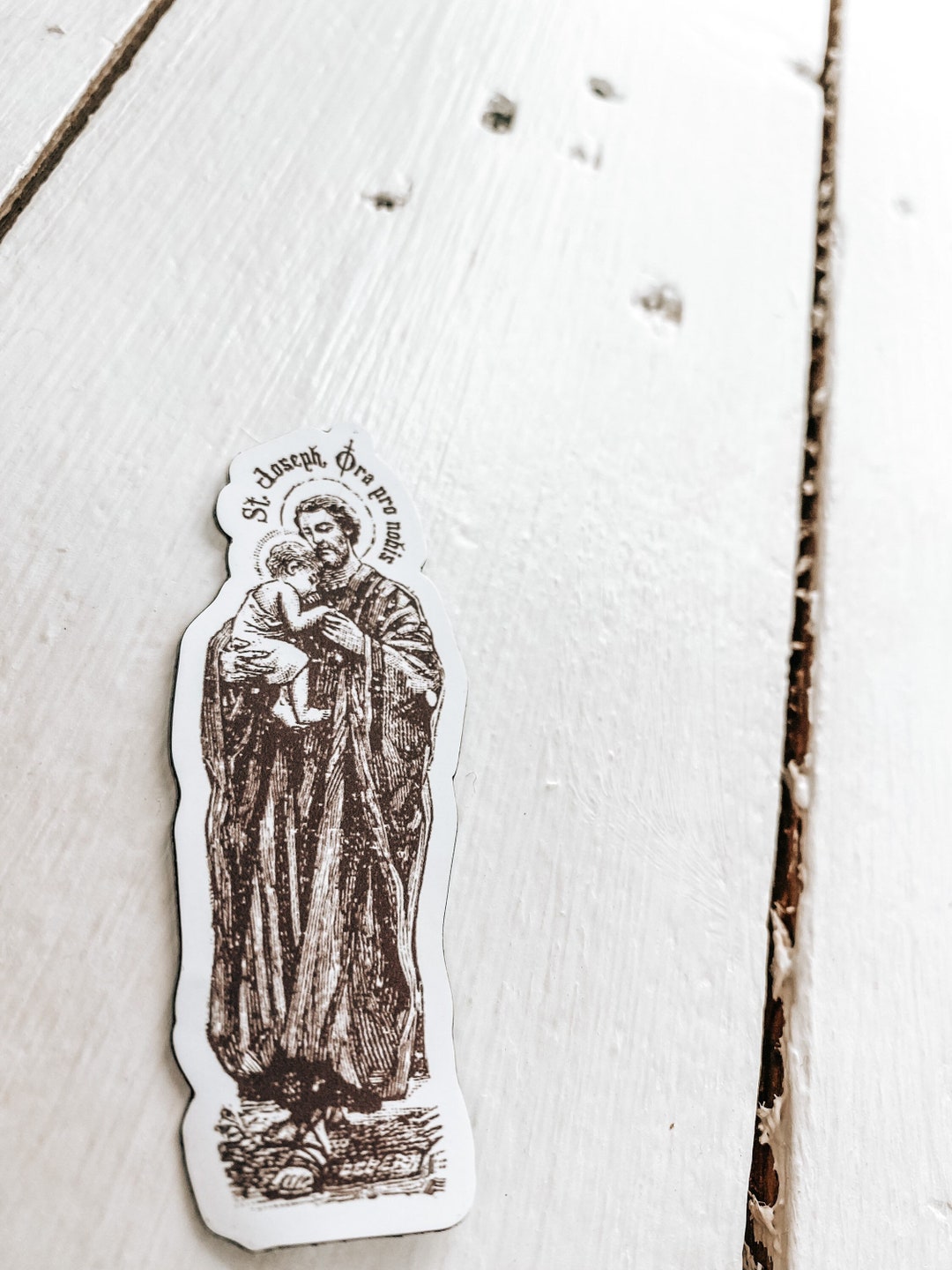 MAGNET | St. Joseph Magnet | Brown and White | Vintage Look| Pray for ...