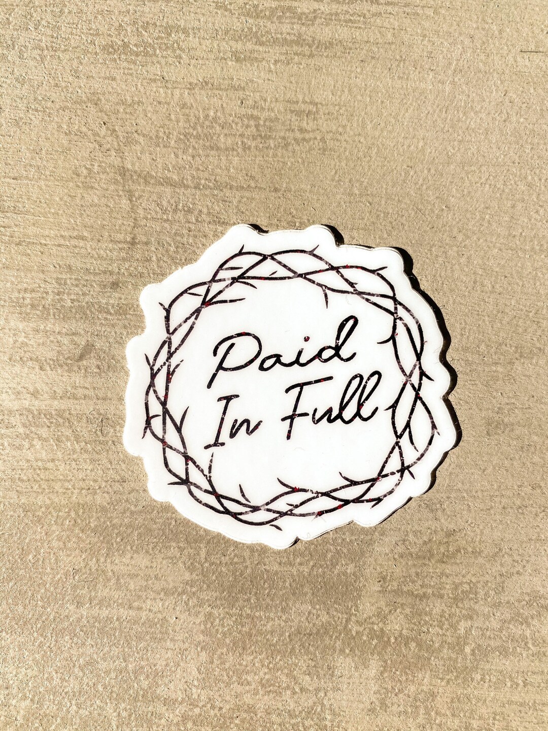 Catholic Lent Sticker | "paid in Full" | Crown of Thorns | White ...