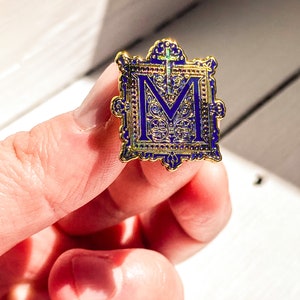 Gold Marian Cross Enamel Pin: Catholic Lapel Pin - Etsy