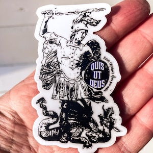Saint Michael the Archangel Catholic Sticker | Quis Ut Deus| Ora Pro ...