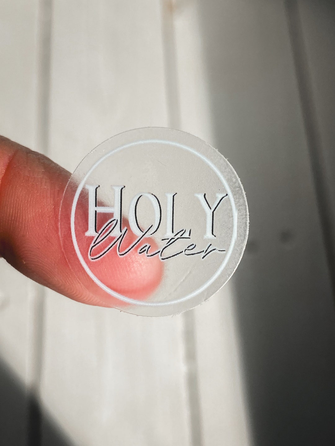 TINY CLEAR & Black/white | Holy Water Sticker | Pocket Holy Water ...