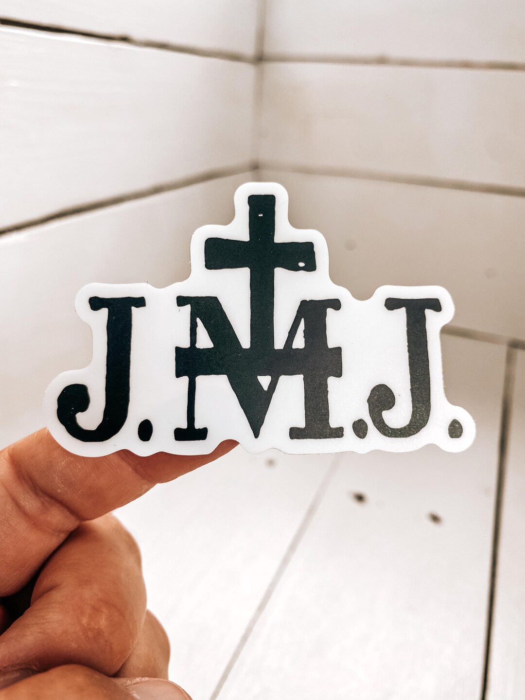 JMJ | Catholic Sticker | Black and White | Jesus Mary Joseph | Antique ...