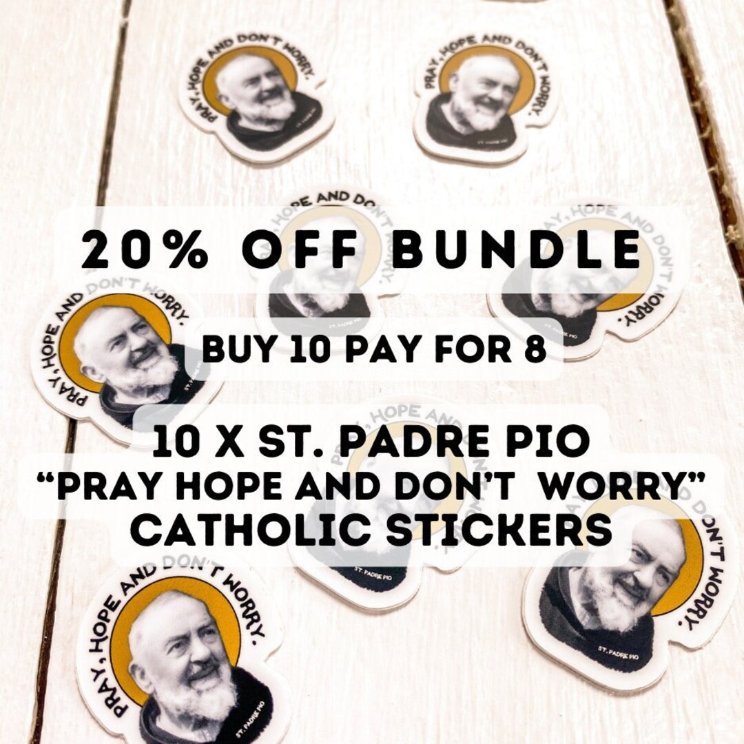 20% off Saint Padre Pio Tiny Stickers | Buy 10 Pay for 8 | Yellow/black ...