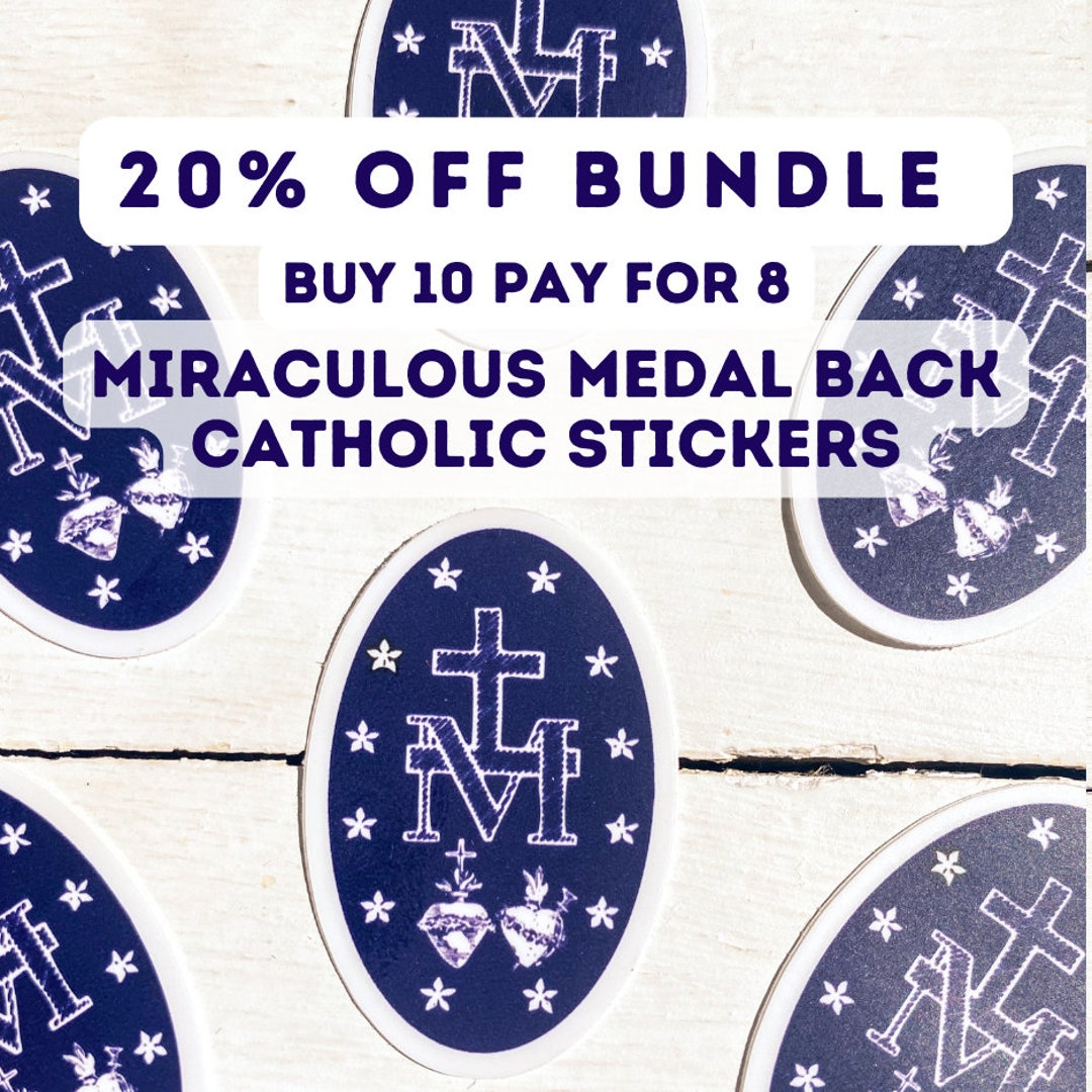 Bundle 20% OFF!! TINY Sized, Miraculous Medal Stickers- BACK of Medal ...