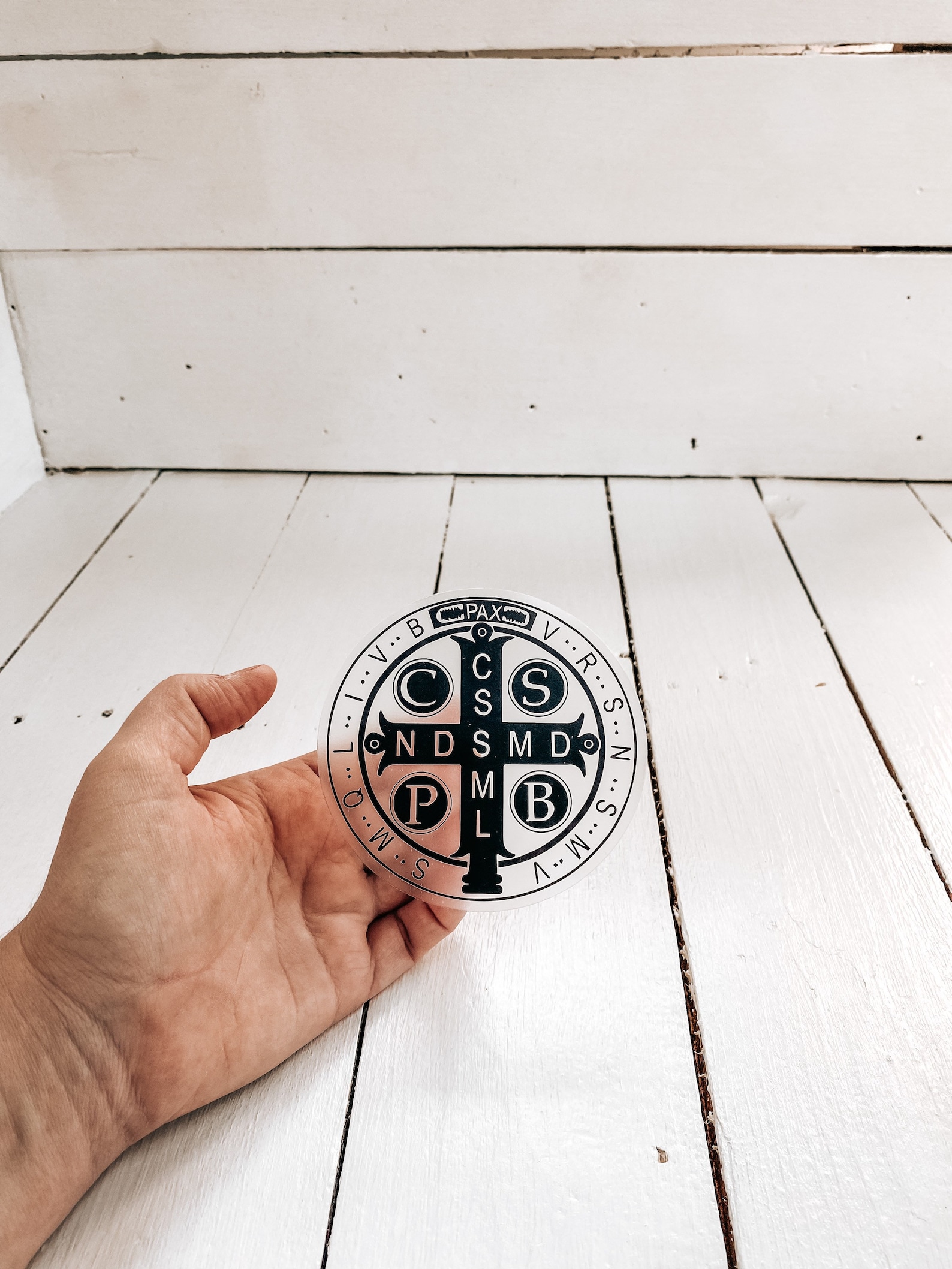 St. Benedict Bumper Sticker: Clear Catholic Car Decal - Etsy