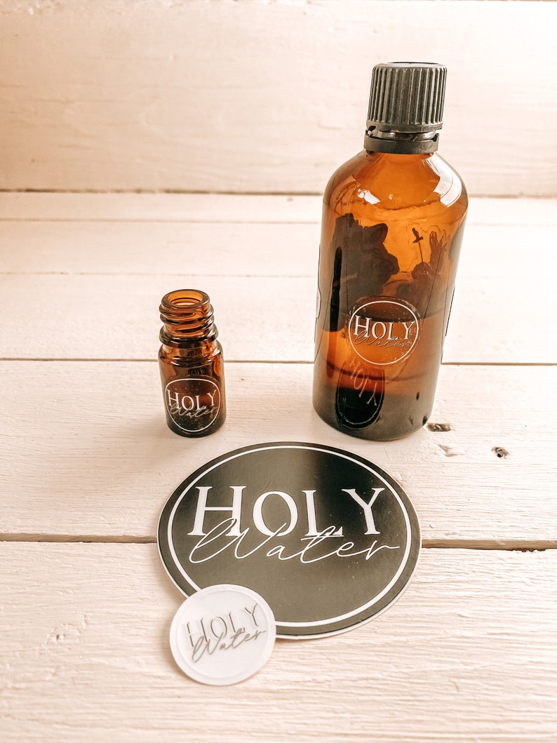 Holy Water Stickers: Clear Decals, Catholic Gift (1 Inch/25mm) - Etsy