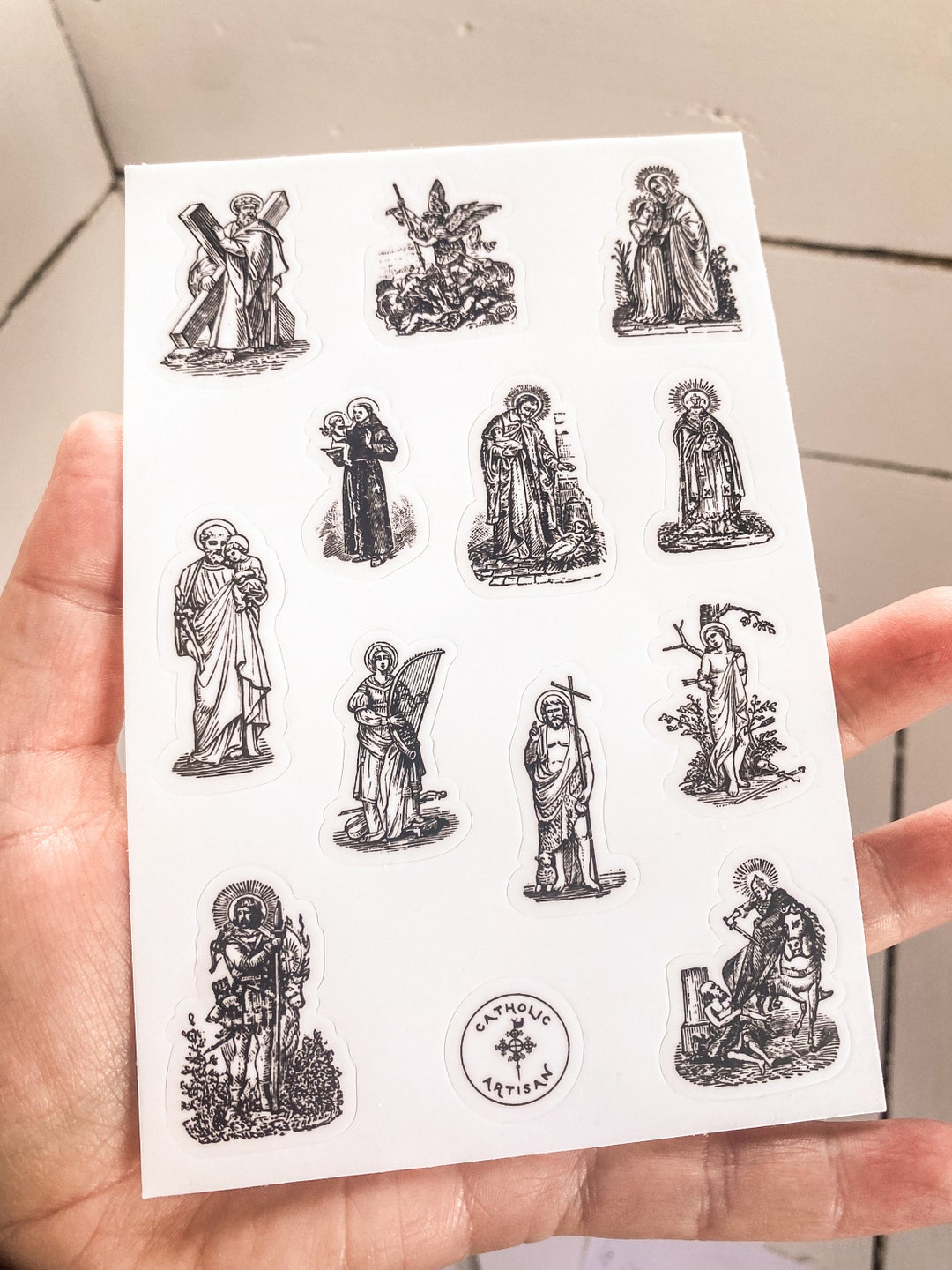 Catholic Saints Sticker Sheet, 12 Little Vintage Style Catholic Saints ...