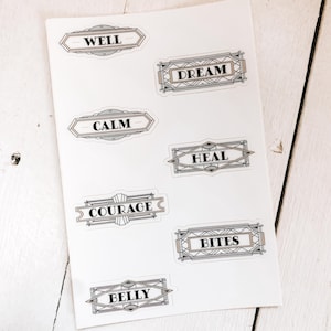 Art Deco Style 10ml Roller Bottle Labels-printed on a Sheet of Scratch ...