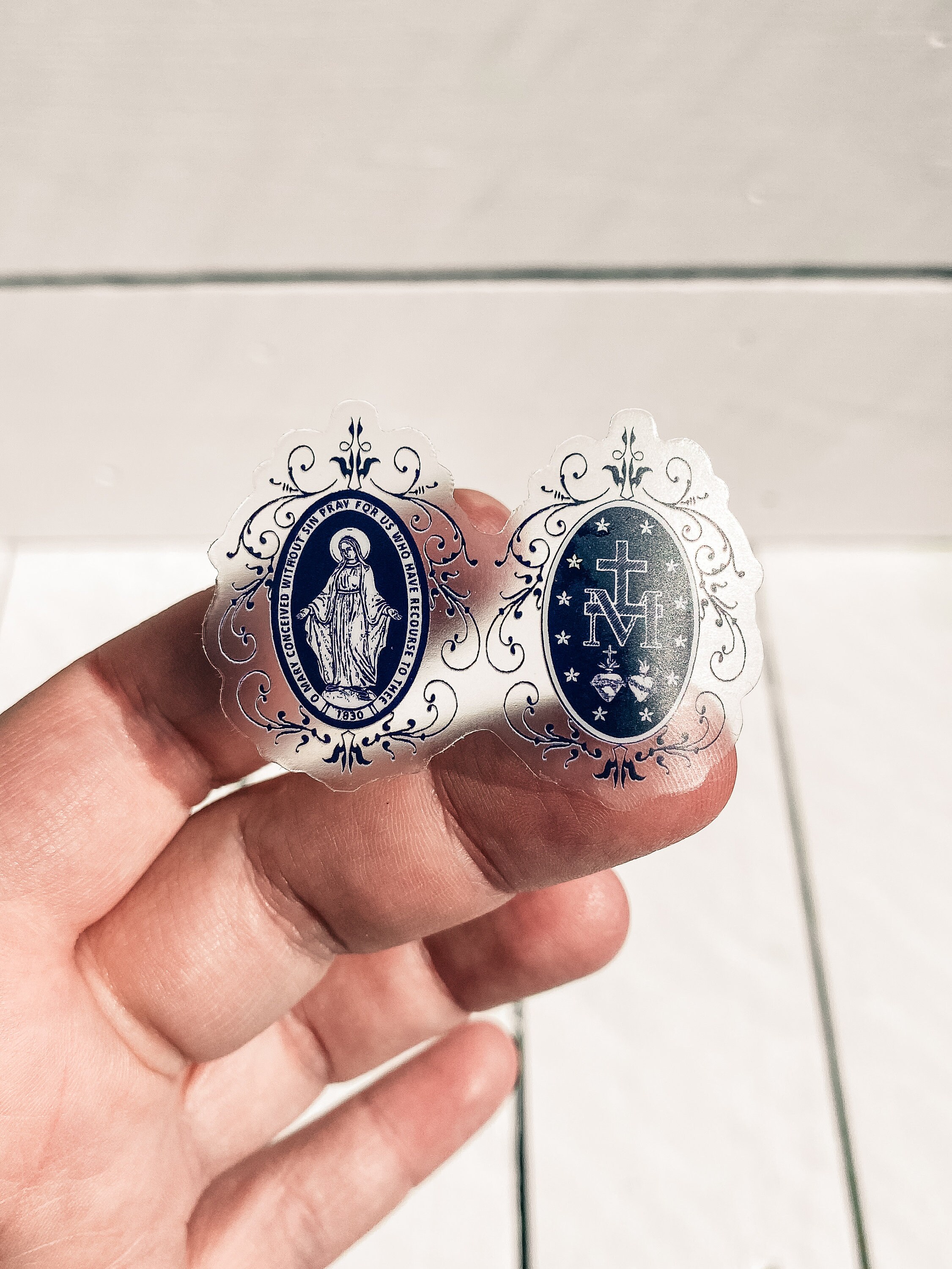 Miraculous Medal Clear Sticker: Vintage Catholic Gift (2x1.39”) - Etsy