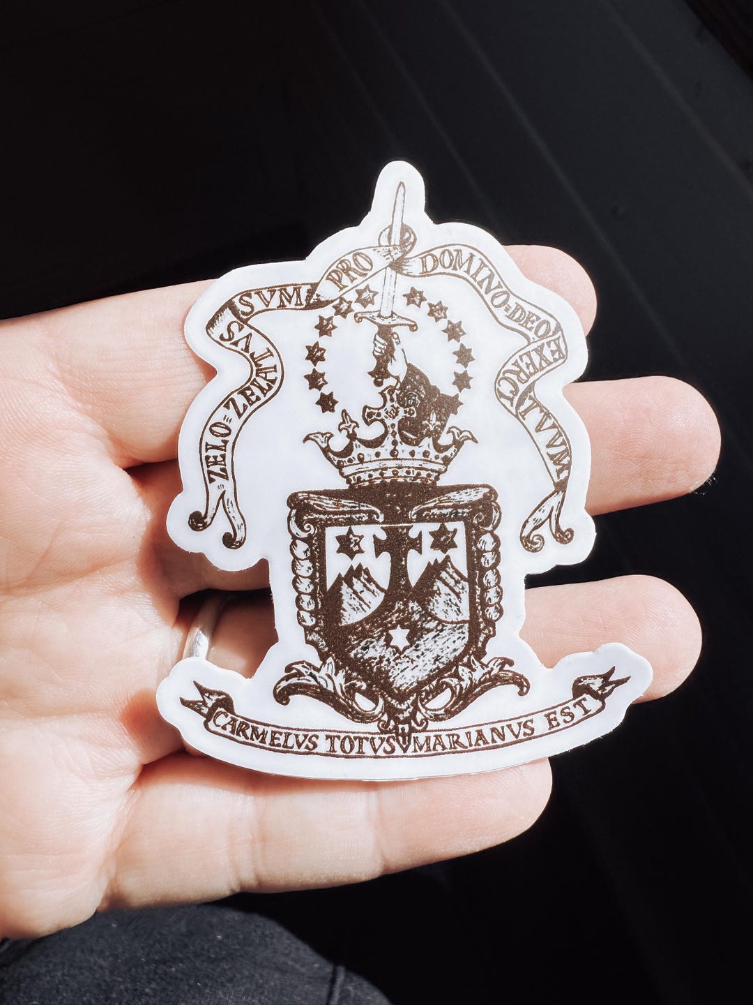Carmelite Crest Catholic Sticker: Brown and White - Etsy