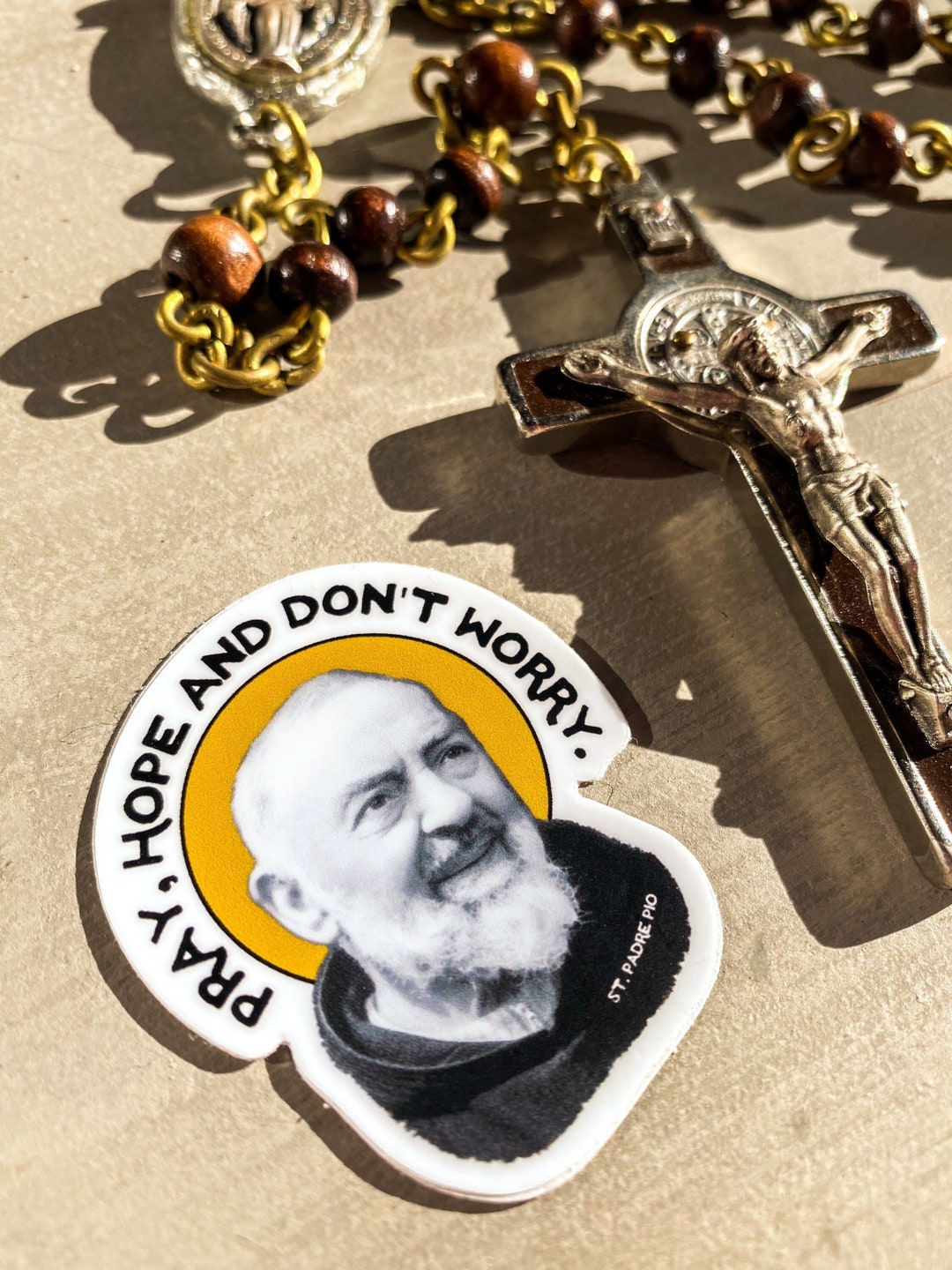 MINI Sized | Padre Pio Quote | "pray Hope and Don’t Worry" | Sticker ...