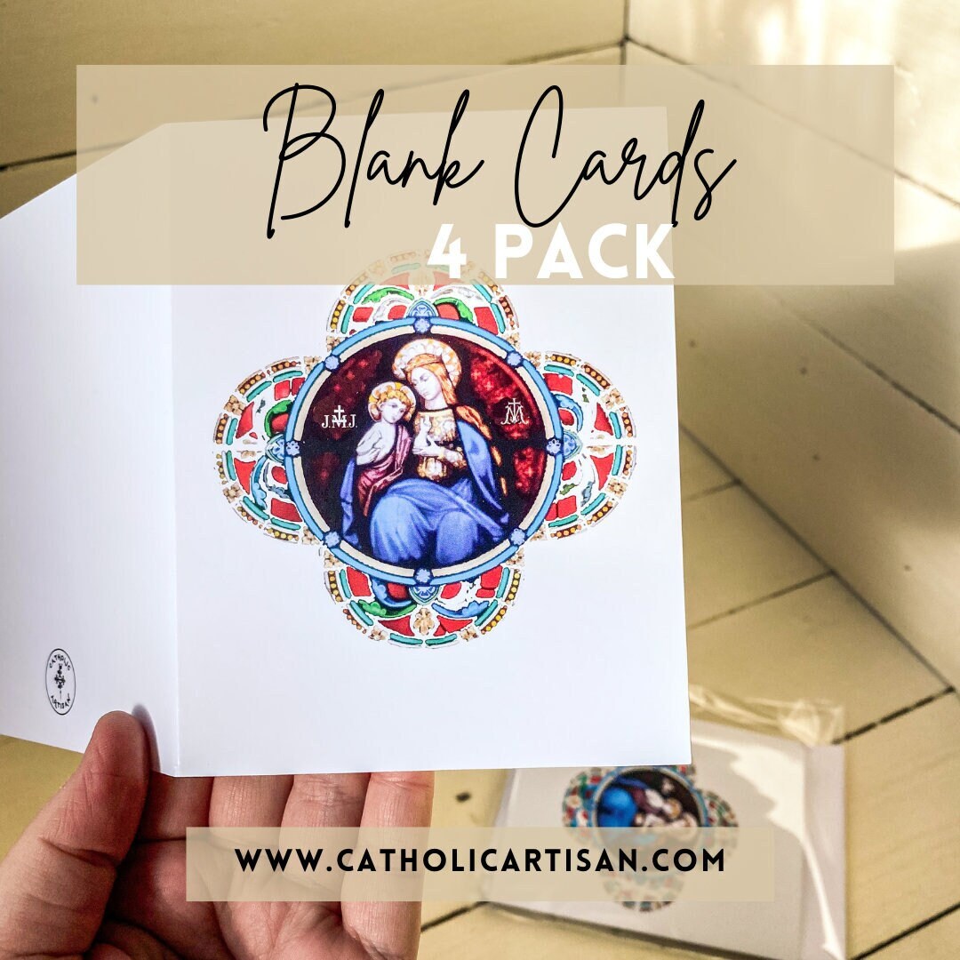 Catholic Blank Cards Stained Glass Window Our Lady and Jesus, Set of ...