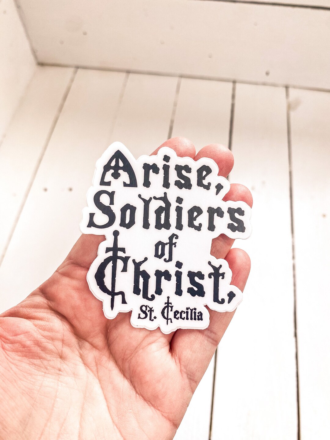 Arise Soldiers of Christ Decal | St. Cecilia Quote | Catholic Sticker ...