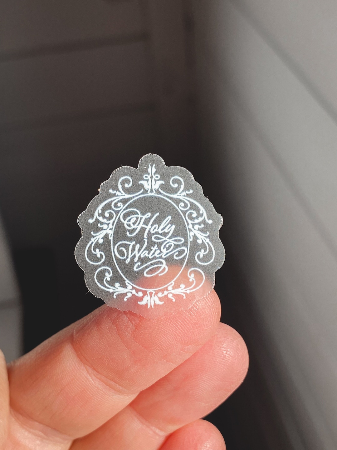 CLEAR TINY Sized, Holy Water Sticker | 1 Inch|25mm Clear With White ...